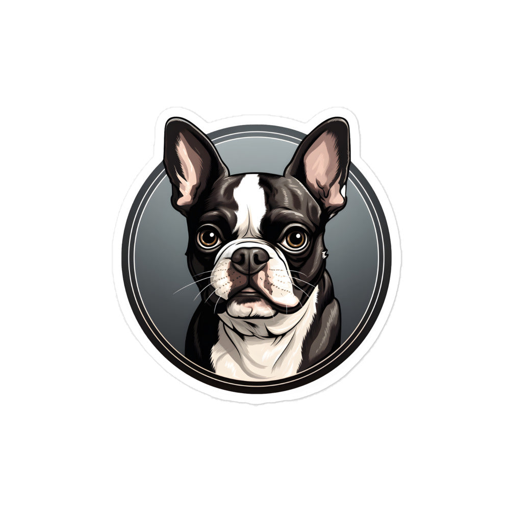 Cartoon Boston Terrier Dog Portrait Sticker – Boston Terrier World